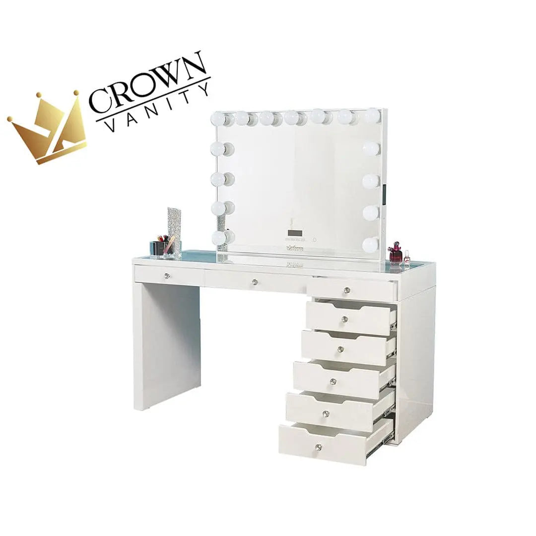 Jessica Hollywood Makeup Vanity Station White - CrownVanity – Crown Vanity