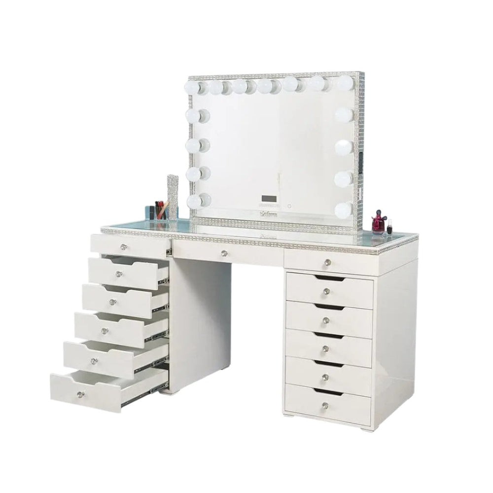 Marilyn Hollywood Makeup Vanity Station White Crystal - CrownVanity ...